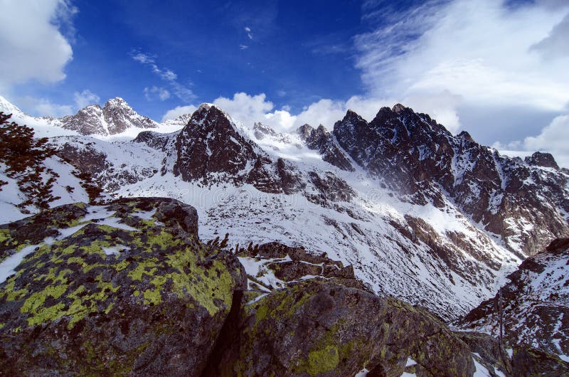 Scenery of High Mountains Wiht Snow and Cloud Atmosphere Stock Photo ...