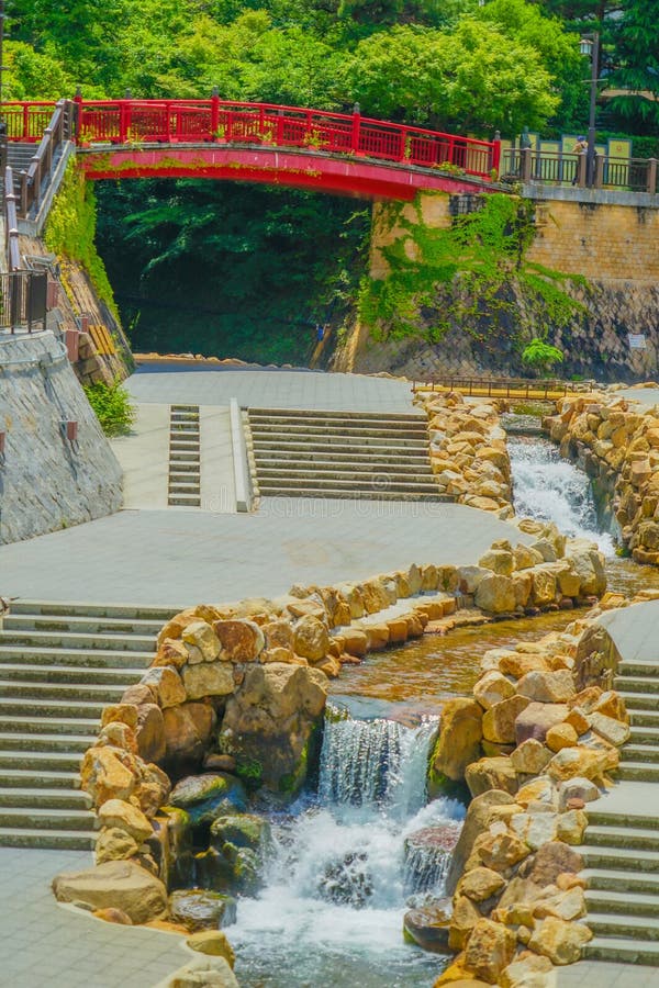 The Scenery of the Hot Spring Town (Arima Onsen Stock Photo - Image of ...