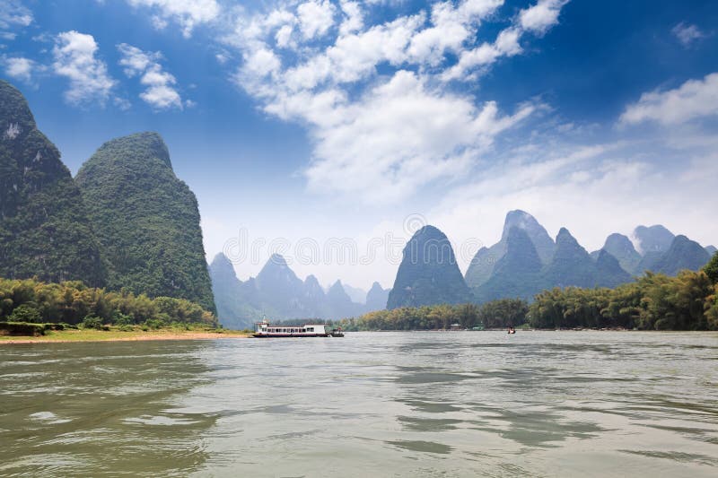 Scenery of Karst Mountain in Lijiang River Stock Photo - Image of ...
