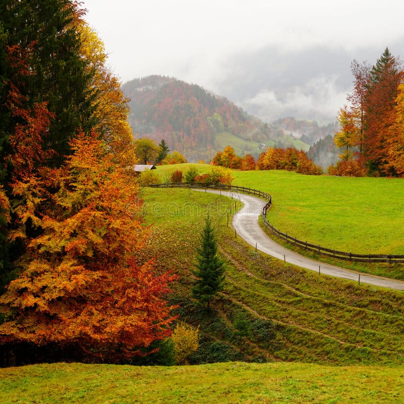 Scenery Landscape with a Small Road To a Ranch Stock Photo - Image of ...