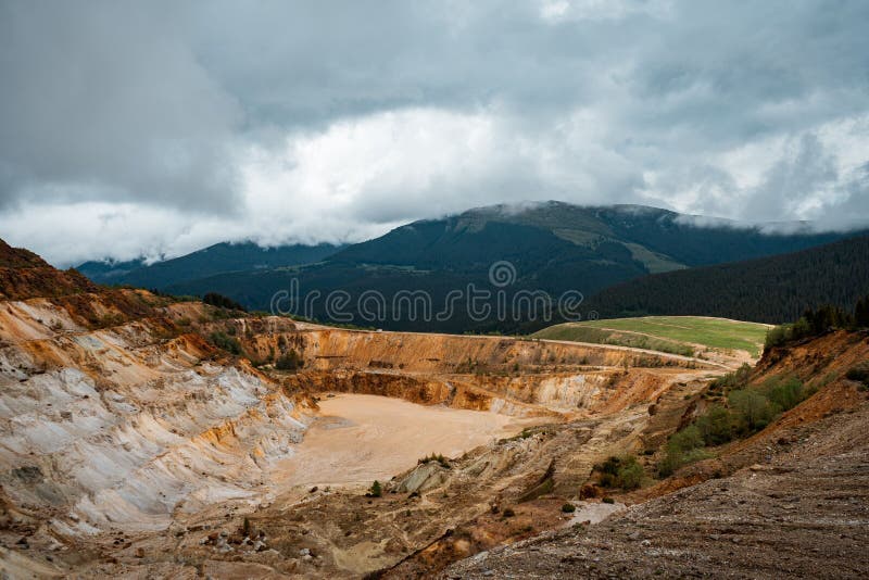 Scenery of a Marble Quarry on Mountains Stock Photo - Image of cloudy ...