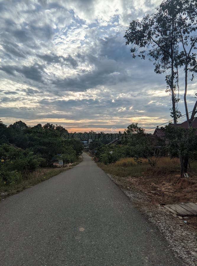 Scenery Morning in the Village of Borneo Stock Photo - Image of cloud ...