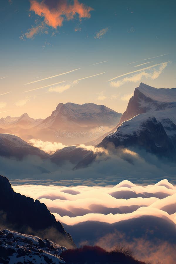 Scenery with Mountains, Cloud and Sky Created Using Generative Ai ...