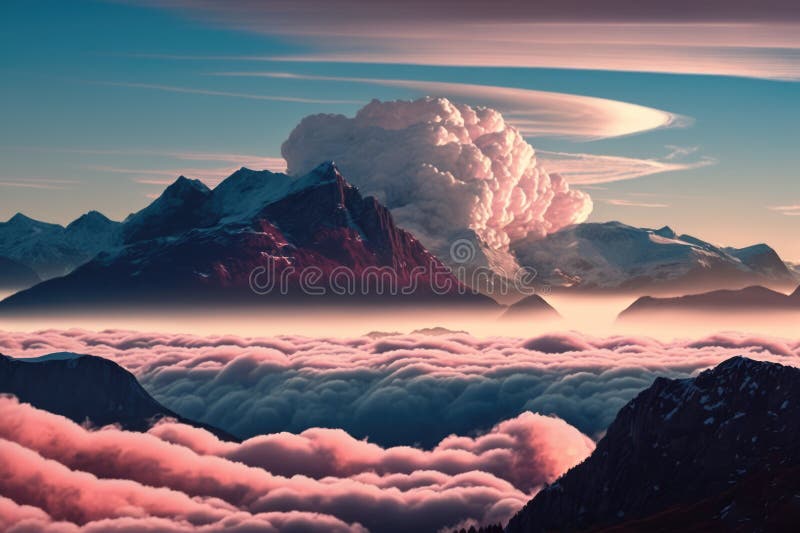 Scenery with Mountains, Cloud and Sky Created Using Generative Ai ...