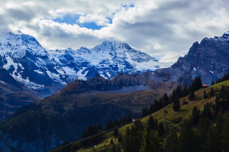 Scenery in Murren stock image. Image of beautiful, lawn - 39169215