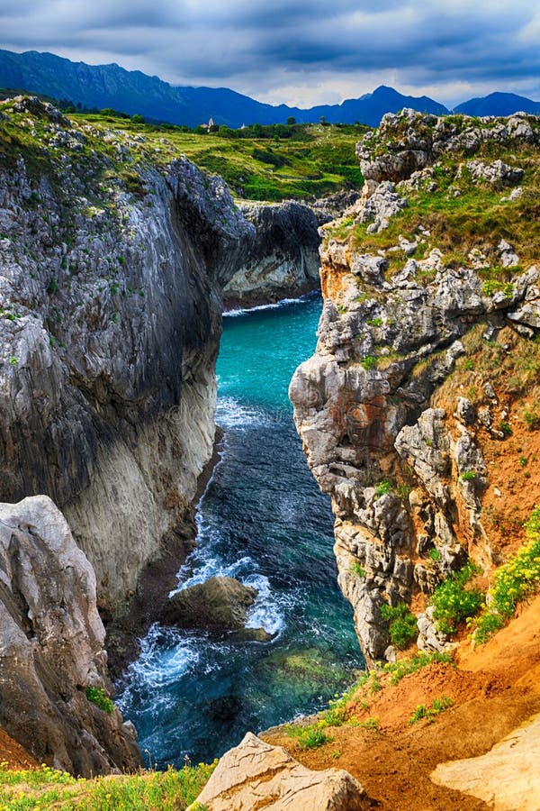 Scenery with the Ocean Shore in Asturias, Spain Stock Photo - Image of ...