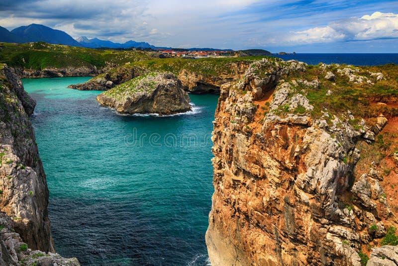 Scenery with the Ocean Shore in Asturias, Spain Stock Image - Image of ...