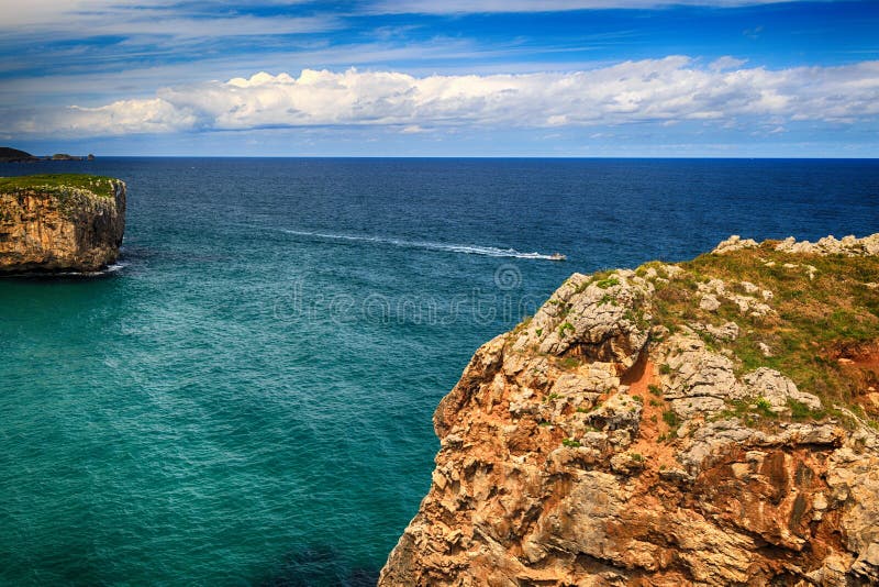 Scenery with the Ocean Shore in Asturias, Spain Stock Photo - Image of ...
