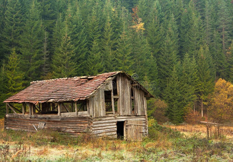 Scenery with Old Barn in the Mountains Stock Image - Image of autumn ...