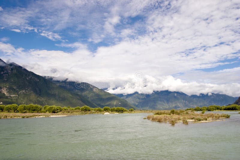 Scenery of River and Mountain Stock Image - Image of blue, flowing ...