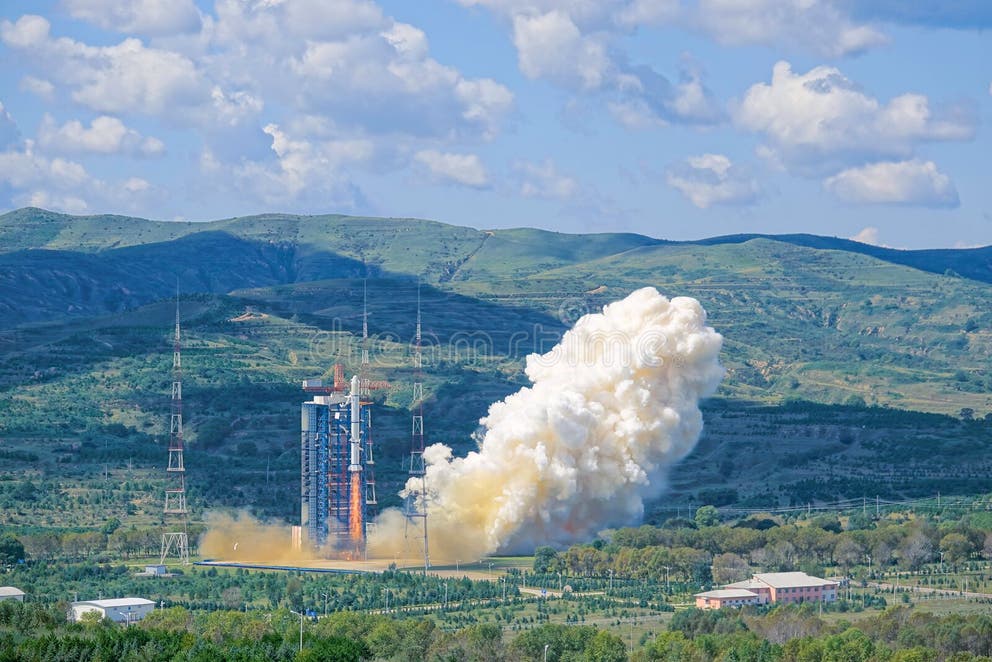 Satellite launching site stock image. Image of landscape - 128053175