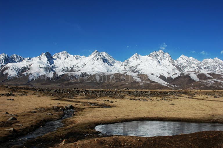 Scenery of snow mountains stock image. Image of nice - 12664915