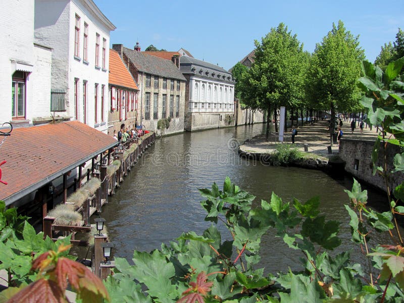 Scenery with Water Canal in Bruges, Belgium. Editorial Photography ...