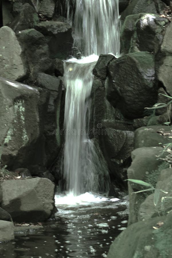 Scenery of Water Flowing from a Small Waterfall. Waterfall Background ...