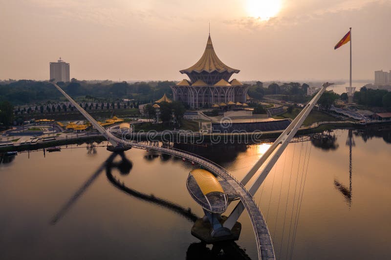 The Waterfront of Sarawak River in Kuching, Sarawak Stock Photo - Image ...