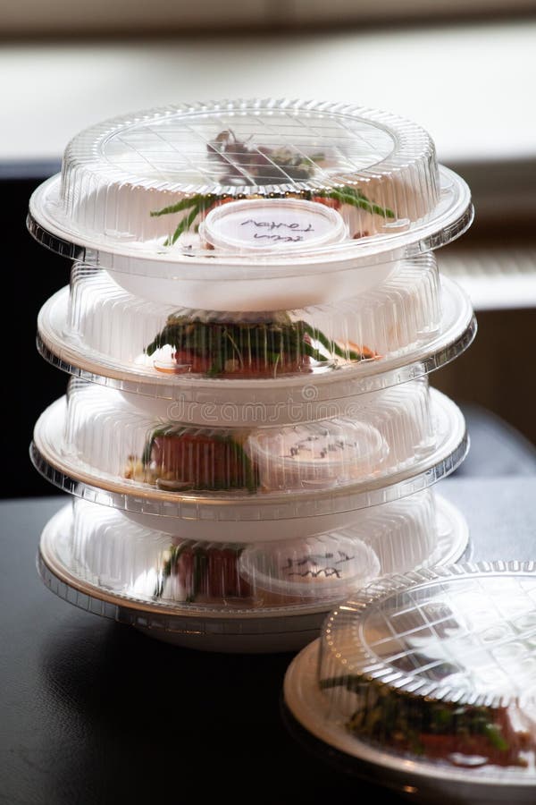 Scenes from Commercial Kitchen Preparing Food for Take Away and ...