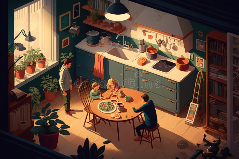 Scenes of Family Life and Home Environment. AI Generated Stock ...