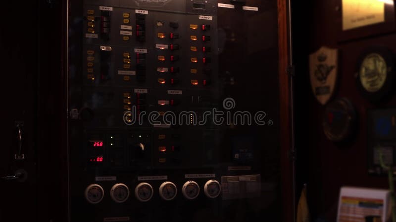 Scenes Inside the Control Room on the Ships Bridge. Close Up Stock ...