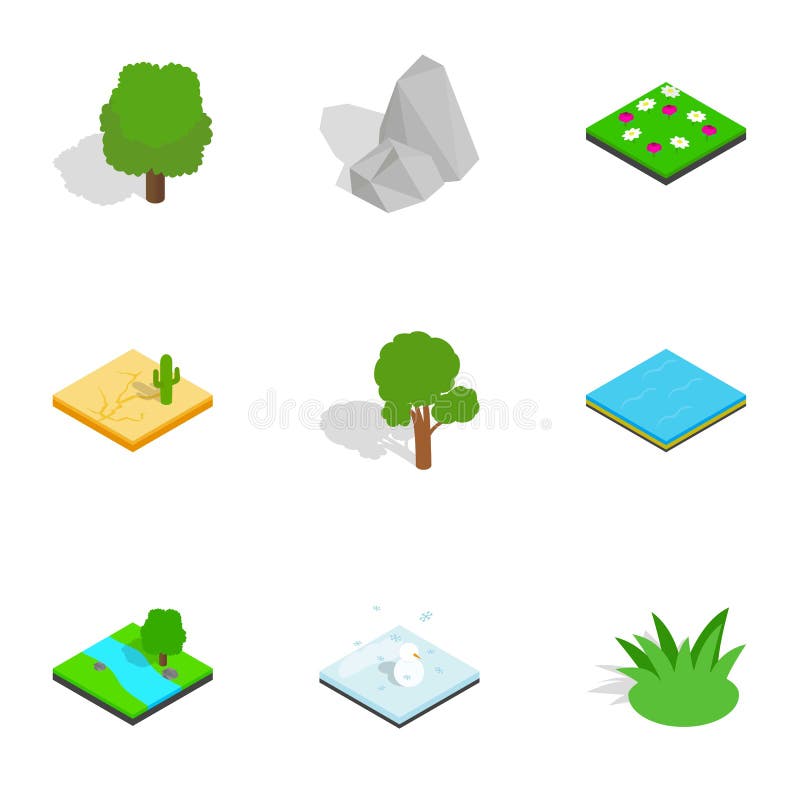 Scenes of Nature Icons Set, Isometric 3d Style Stock Vector ...