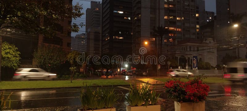 Scenes Rain at Street in City Stock Photo - Image of streetlight ...