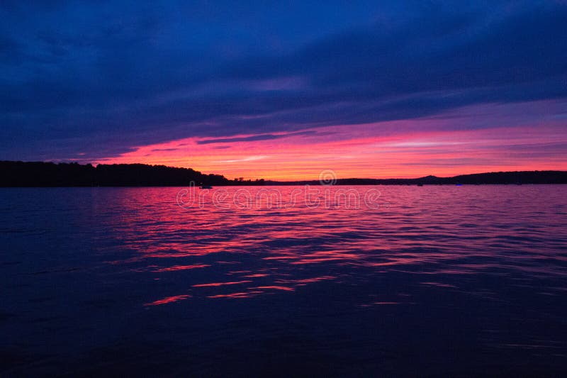 Sunset at Seneca Lake, Ohio Stock Photo - Image of large, purple: 286990866