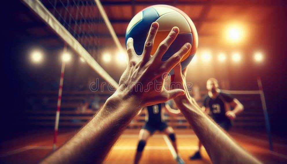 Scenes from a Volleyball Match Stock Illustration - Illustration of ...