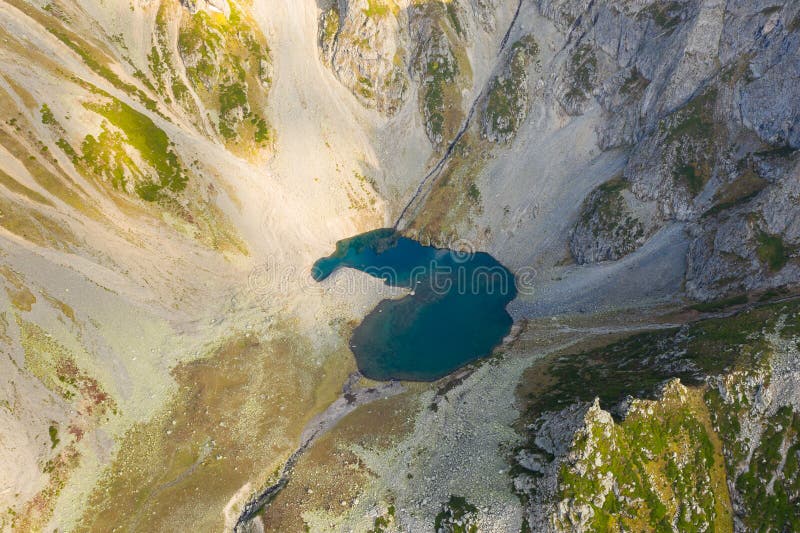 Scenic Above View of Small Mountain Lake Avusor Stock Image - Image of ...