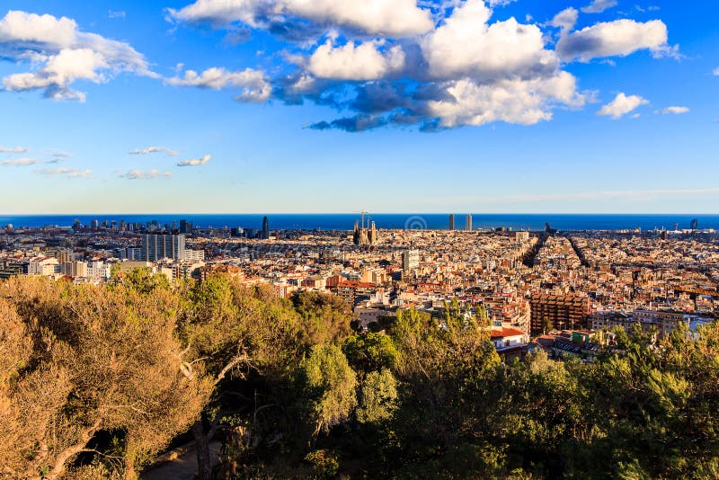 Scenic Aerial View of the City of Barcelona in Spain Stock Image ...