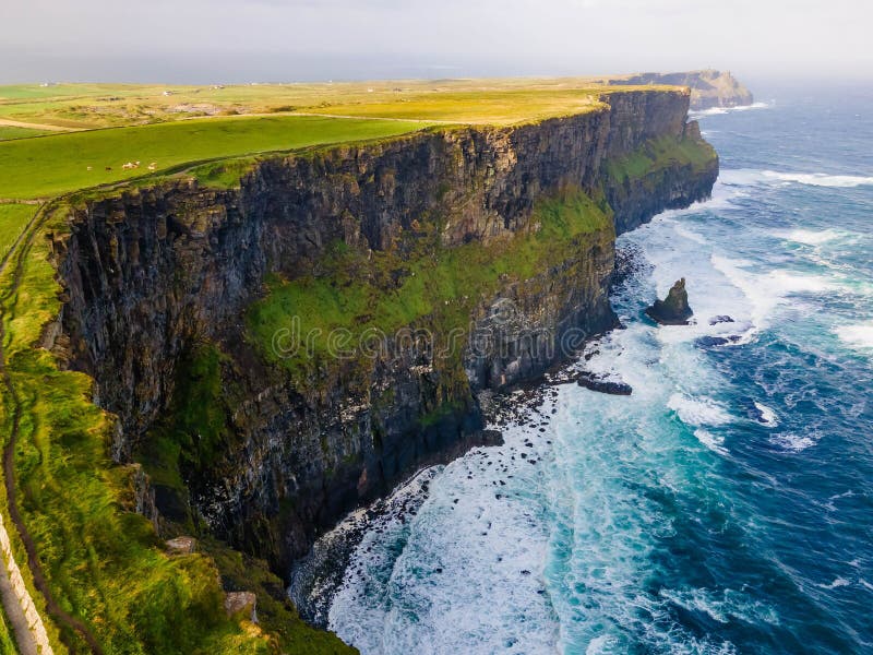 Scenic Aerial View of Cliffs of Moher at Sunrise Stock Image - Image of ...