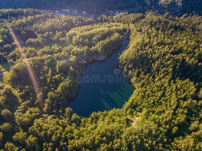 Scenic Aerial View of a Lake in a Forest Stock Photo - Image of ...