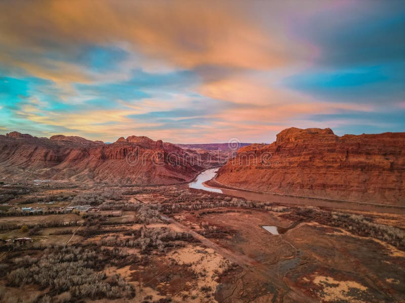 Scenic Aerial View of Moab, Utah. Stock Photo - Image of desert ...