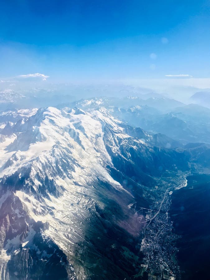 Scenic Aerial View of the Mont Blanc Covered in Snow Stock Image ...