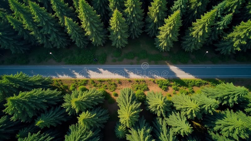 Scenic Aerial View of Winding Road through Lush Forest with Tree Canopy ...