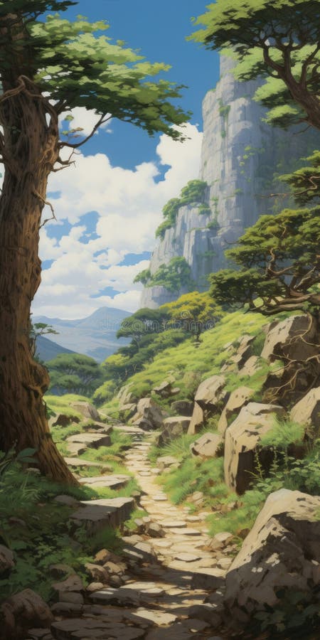 Scenic Animecore Path with Peculiar Walnut - Miyazaki Hayao Style Stock ...
