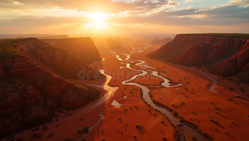 Scenic Australian Outback Landscape with Red Terrain and Sparse ...