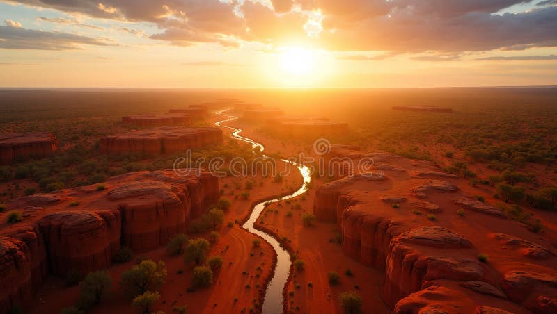 Scenic Australian Outback Landscape with Red Terrain and Sparse ...