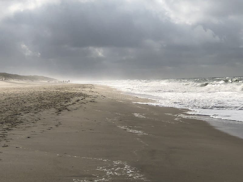 Scenic Autumn Sandy Beach with Waves and Dunes in Sylt Stock Photo ...