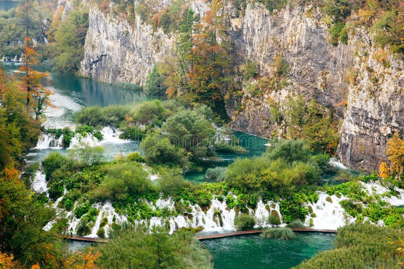 Scenic Autumn Waterfall in Serene Forest Setting Stock Image - Image of ...