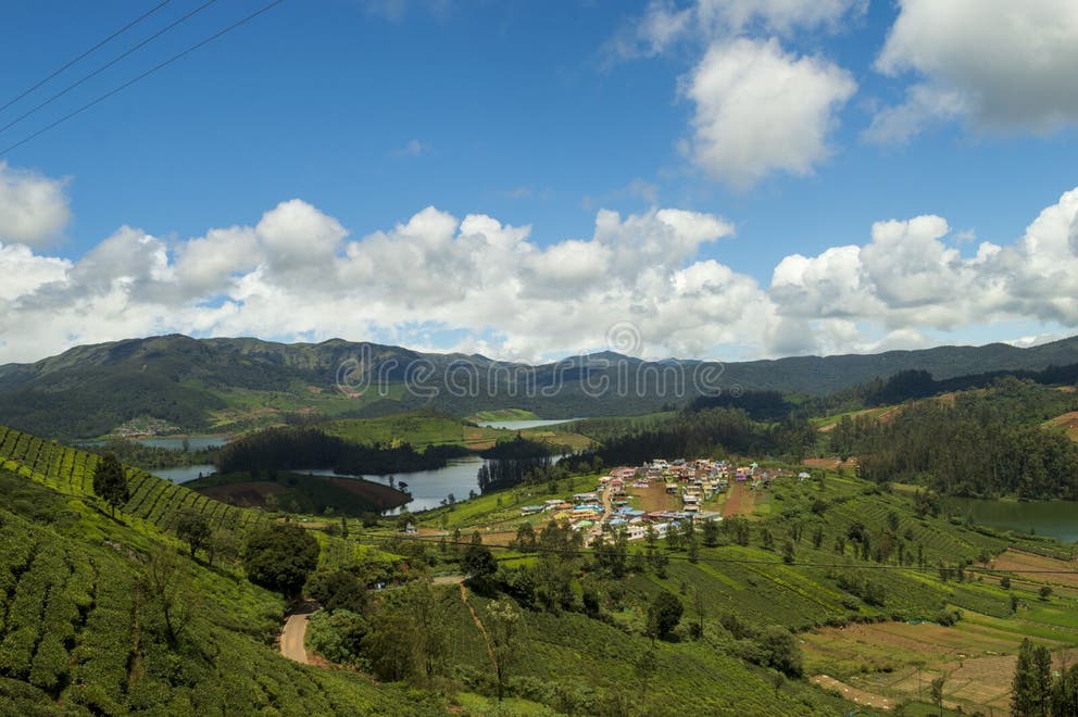 Scenic Beauty of Ooty Against Blue Sky Stock Image - Image of grass ...