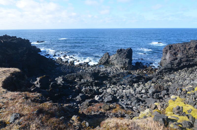 Scenic Black Rock Coastal View Off of Iceland Stock Photo - Image of ...