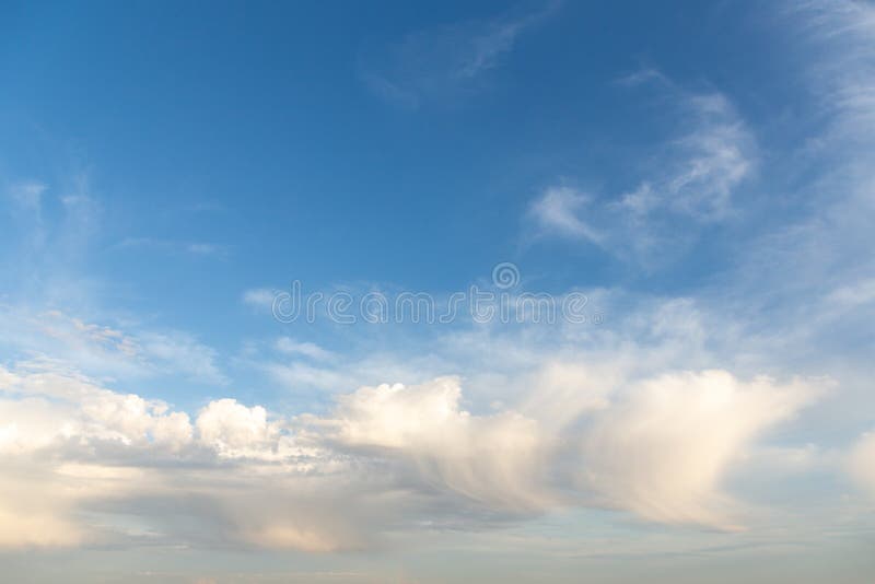 Scenic Blue Sky with Soft Clouds in White, Partly Cirrus Clouds Stock ...