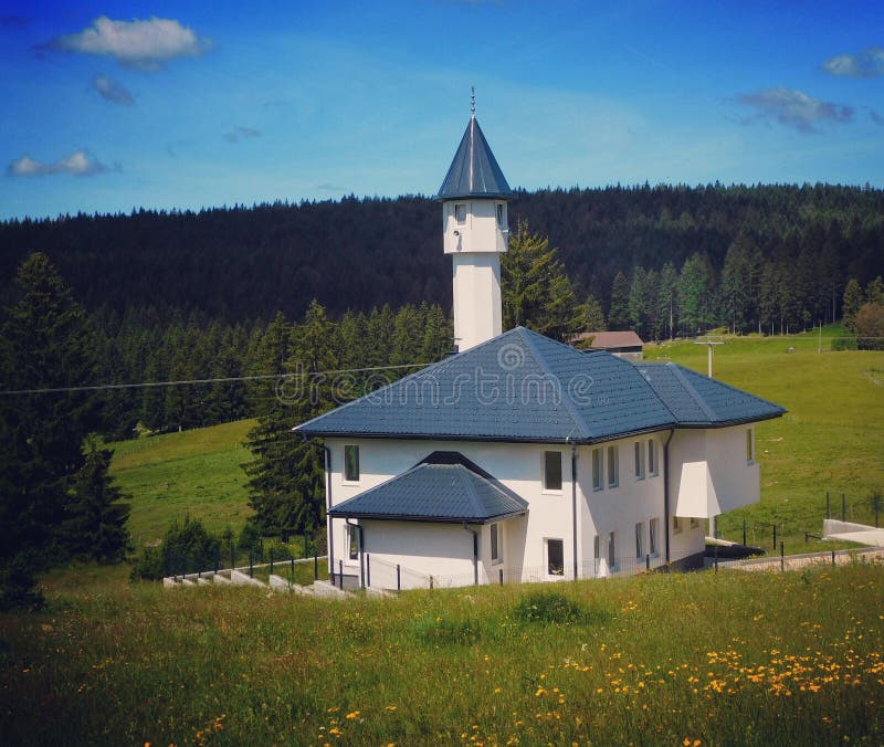 Scenic Bosnian Mosque in the Middle of a Field Stock Photo - Image of ...