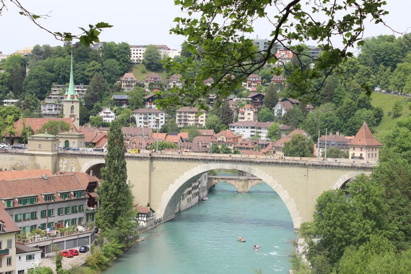 Scenic Bridge Over Calm River in Bern Editorial Photography - Image of ...