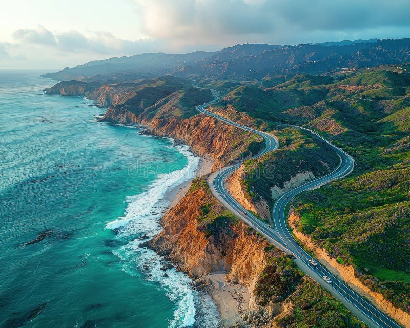 Scenic Coastal Highway Winding Along Dramatic Cliffs Ocean Road Trip ...