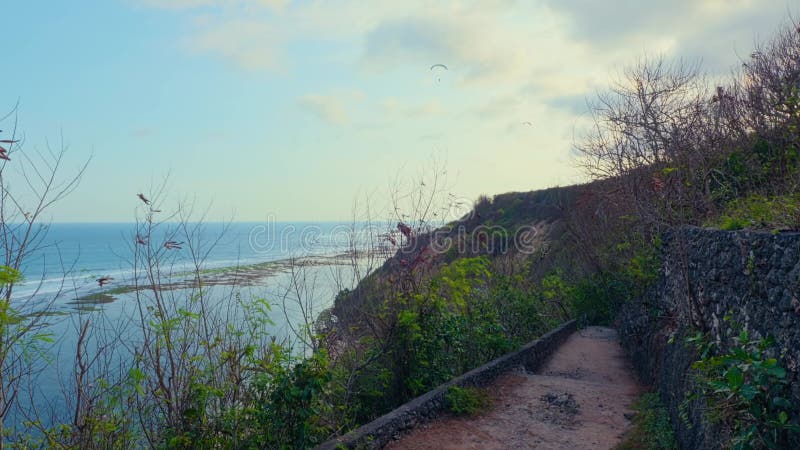 Scenic Coastal Path Overlooking the Ocean Stock Video - Video of ...