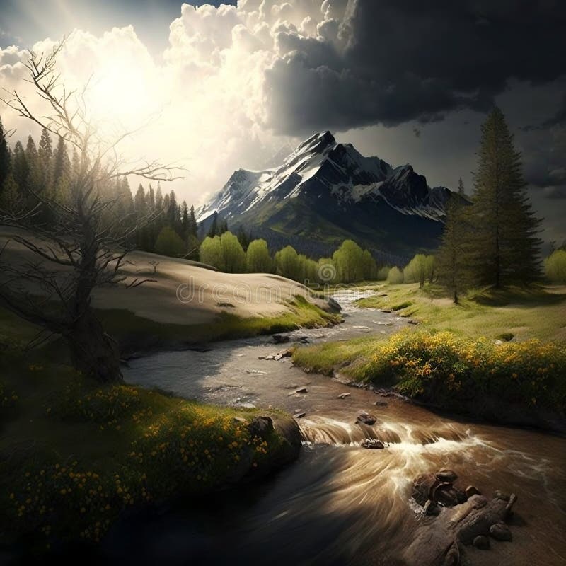 A Scenic Composition: Mountains, Woods, Streams, Meadows, Sunlight ...