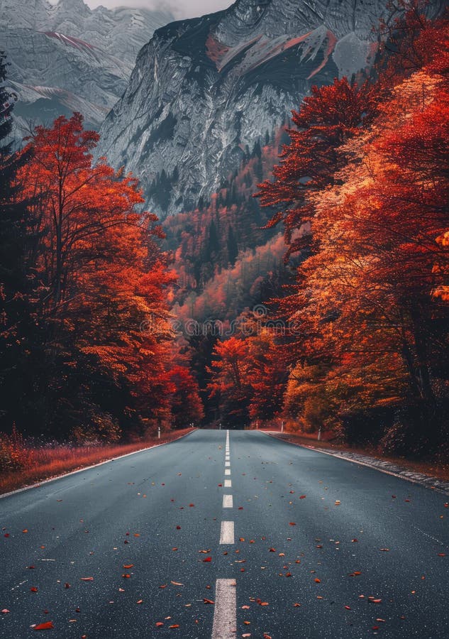 A Scenic Drive through a Mountain Pass with Autumn Trees on Both Sides ...