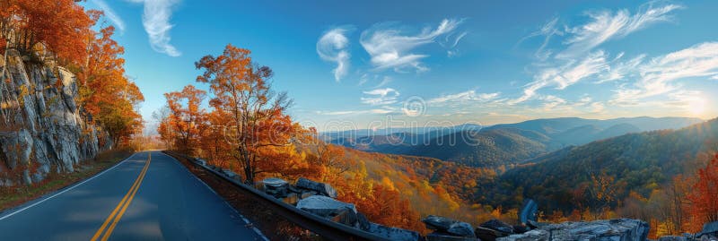 A Scenic Drive through a Mountain Pass with Autumn Trees on Both Sides ...