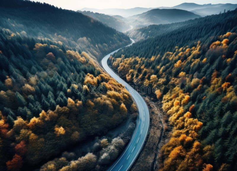 Scenic Empty Road Top View Landscape Background Stock Illustration ...