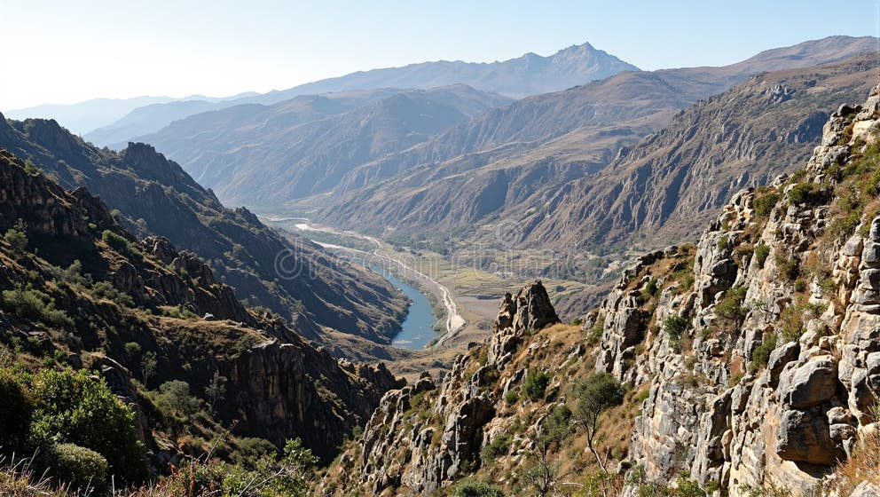 Scenic Ethiopian Highlands with Terraced Fields and River Stock ...